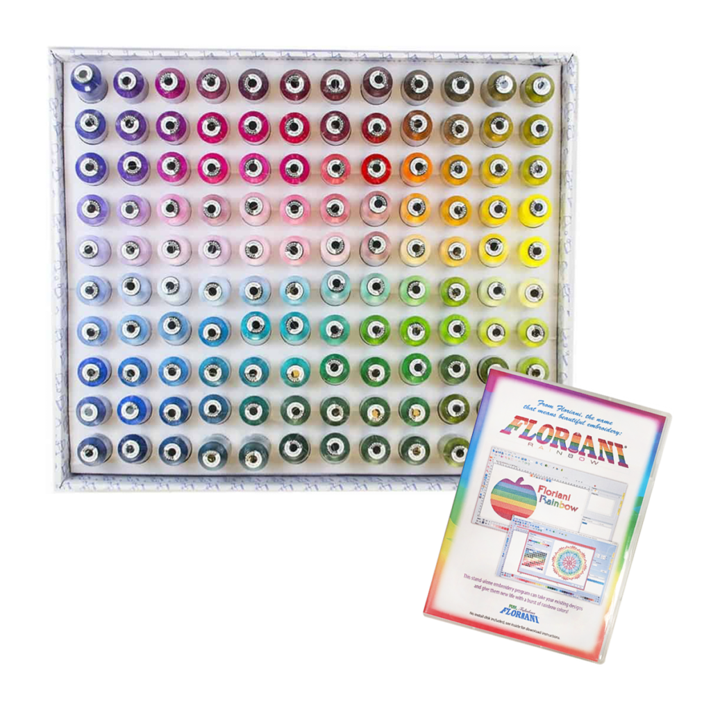 Floriani 120 Thread Set - Polyester, high-sheen embroidery thread