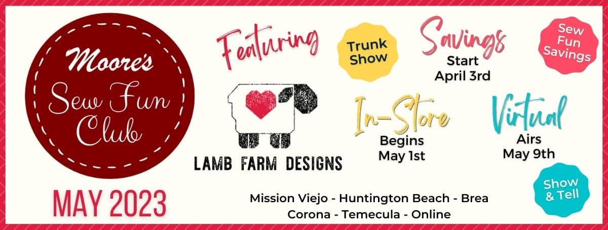 Sew Fun Club May 2023 featuring Lamb Farm Designs home page banner ...